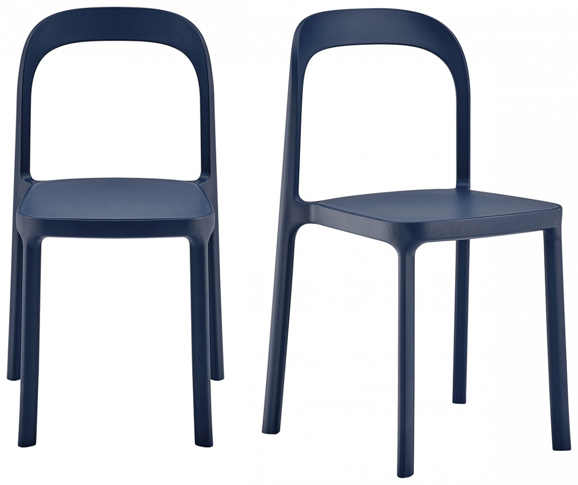 Blue Universal Contoured Stacking Chairs - Set of 2 | Lance by Euro Style