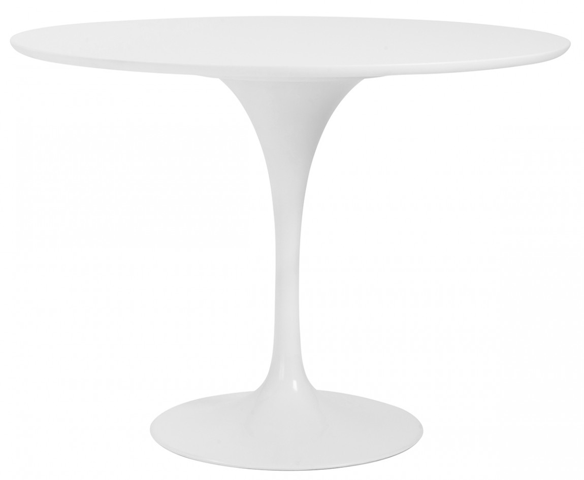 White Mid-Century Pedestal Round Table | Astrid by Euro Style