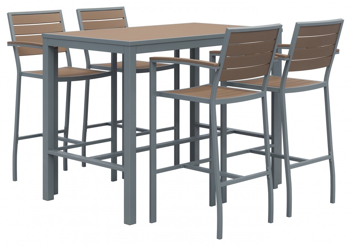 Black Bar Height Patio Table with Chairs | Eveleen by KFI Studios
