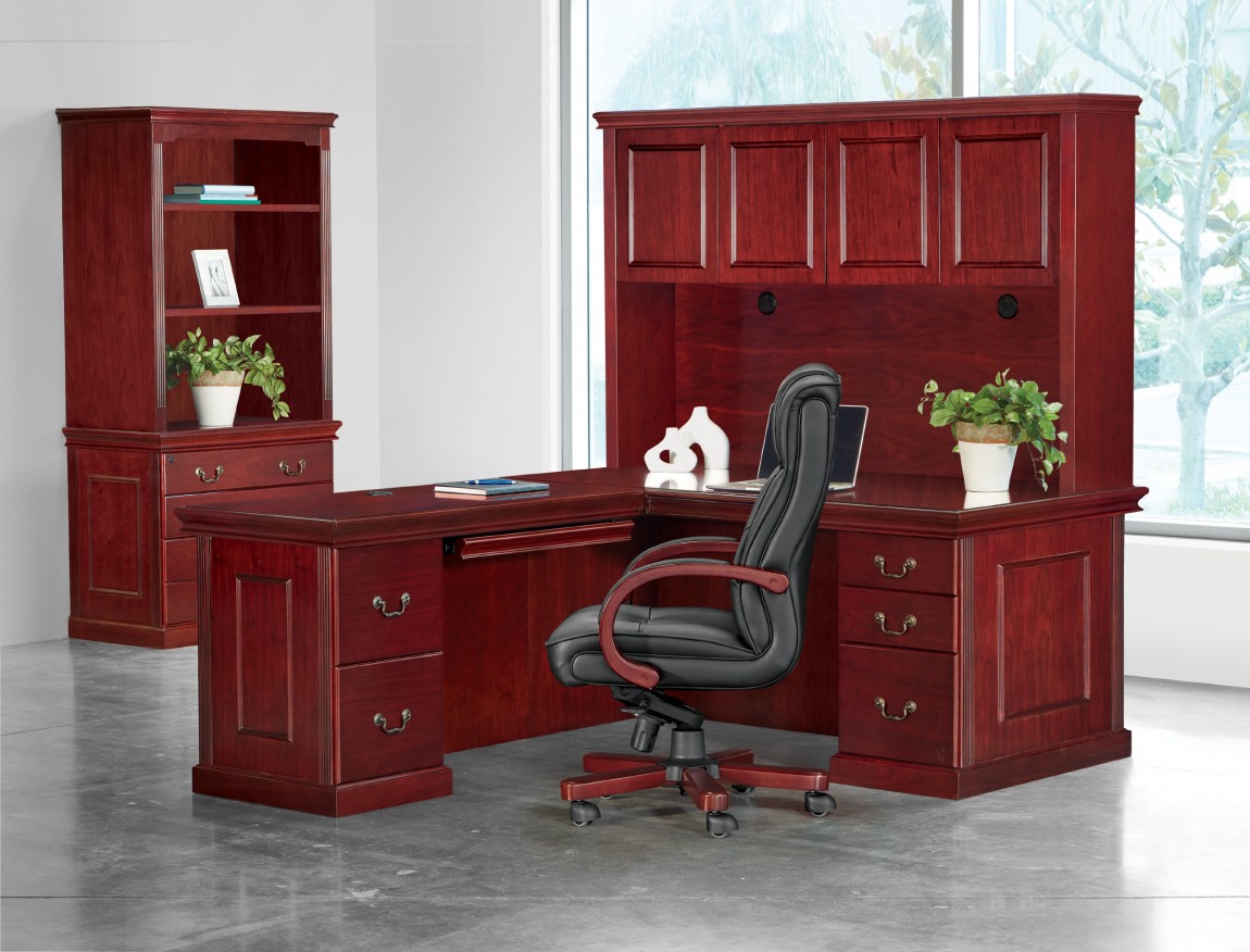 Royal Cherry Executive Desk Set with Storage and Chair | Townsend by ...