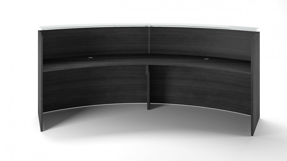 2 Person Reception Desk with Glass Transaction Counter