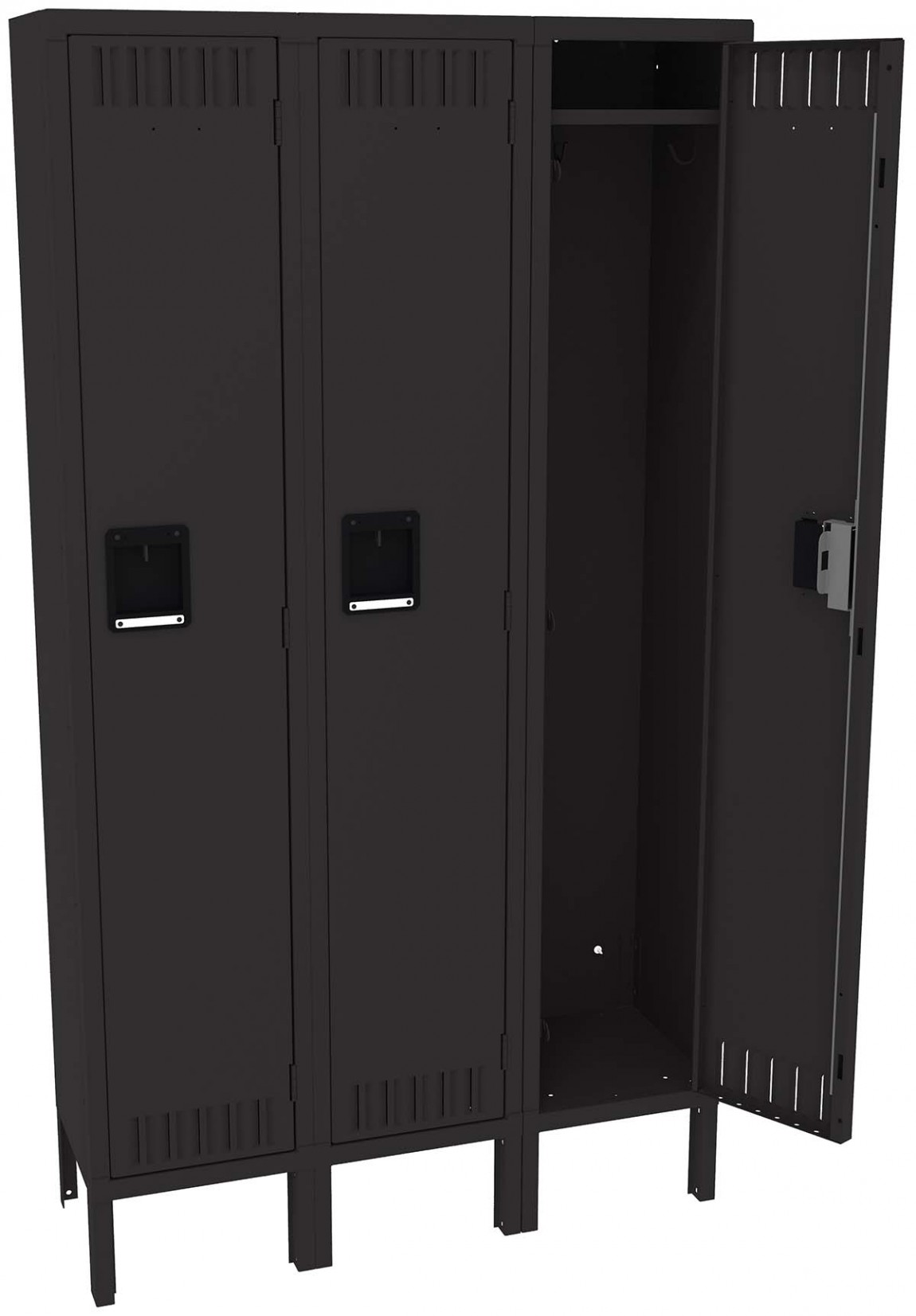 Black Triple Lockers with Legs | Standard by Tennsco