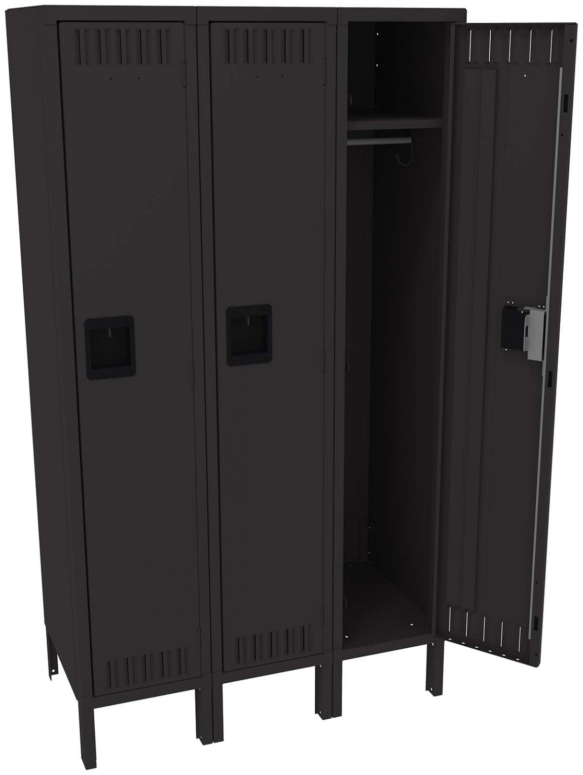 Black Wide Triple Lockers with Legs | Standard by Tennsco