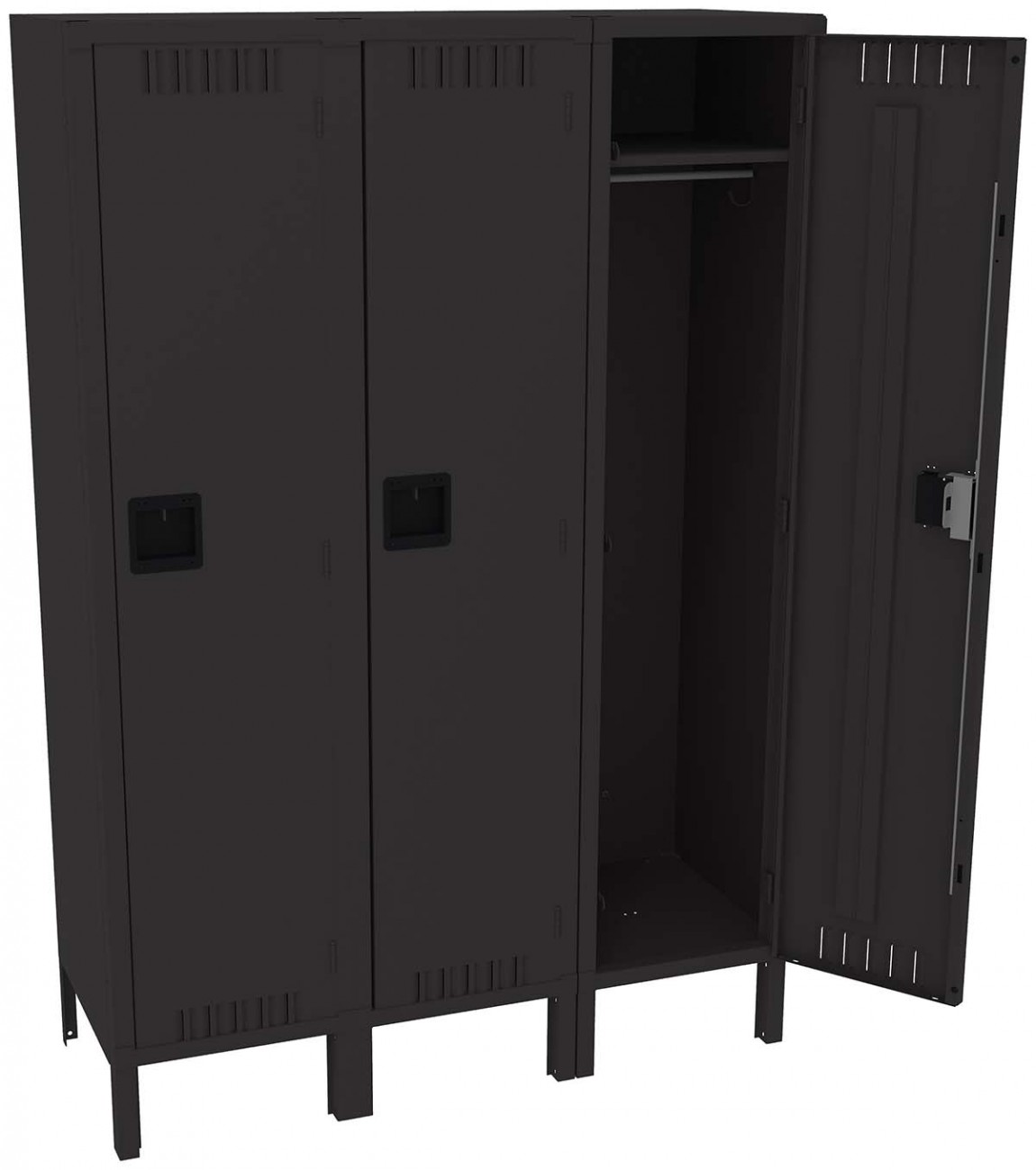 Black Wide Triple Lockers with Legs | Standard by Tennsco