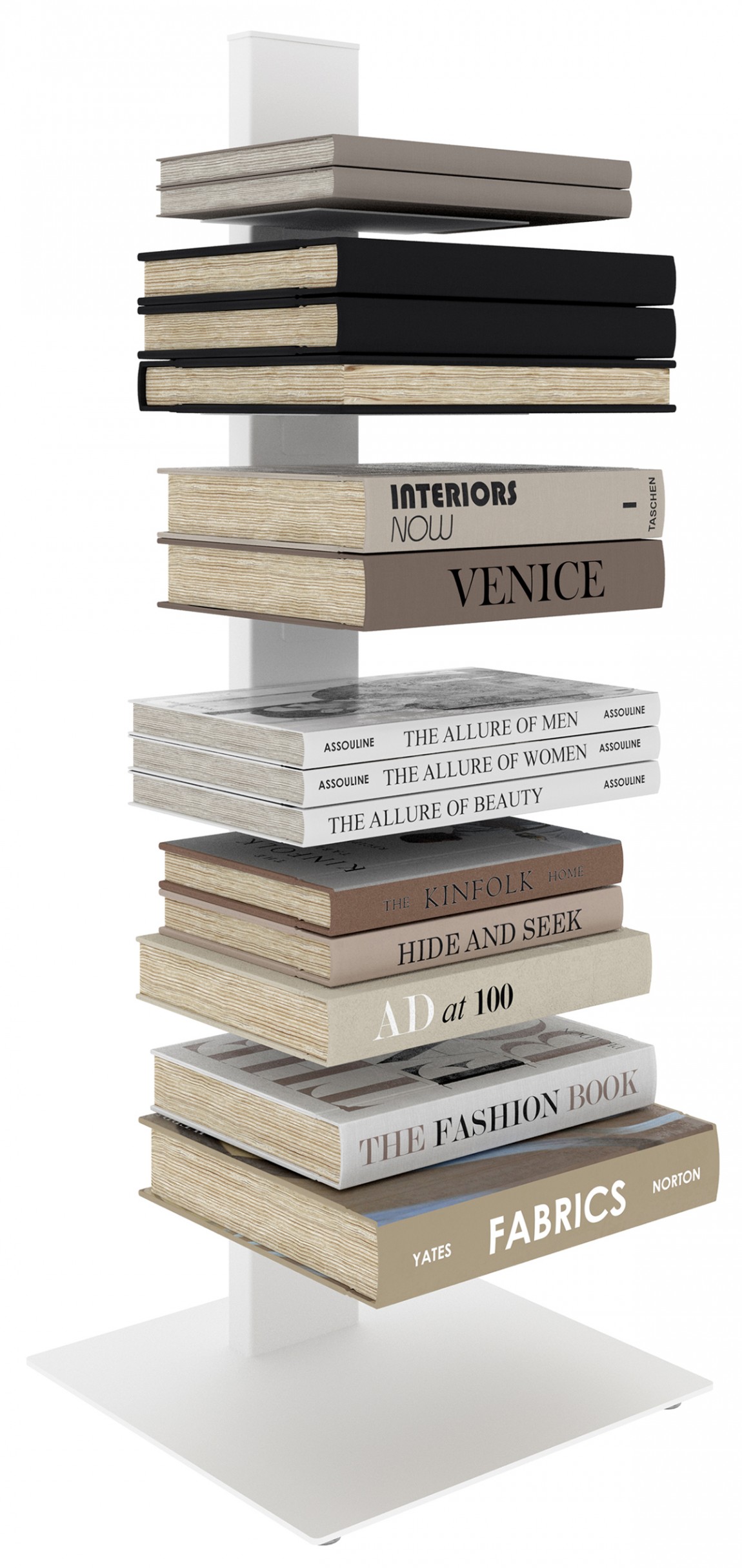 White Modern Industrial Short Tower Book Shelf | Sapiens by Euro Style