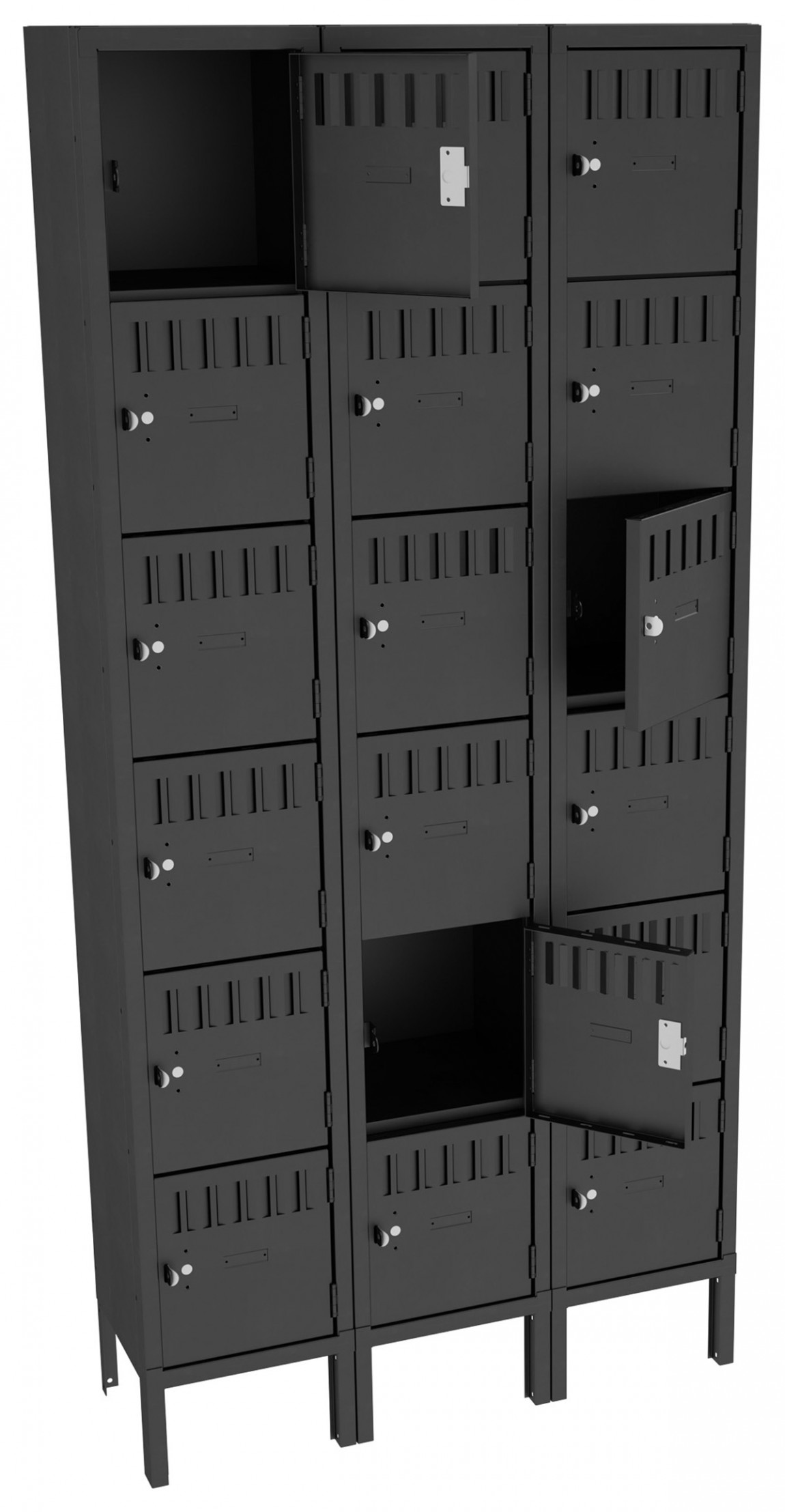 Black Eighteen Box Lockers with Legs | Standard by Tennsco