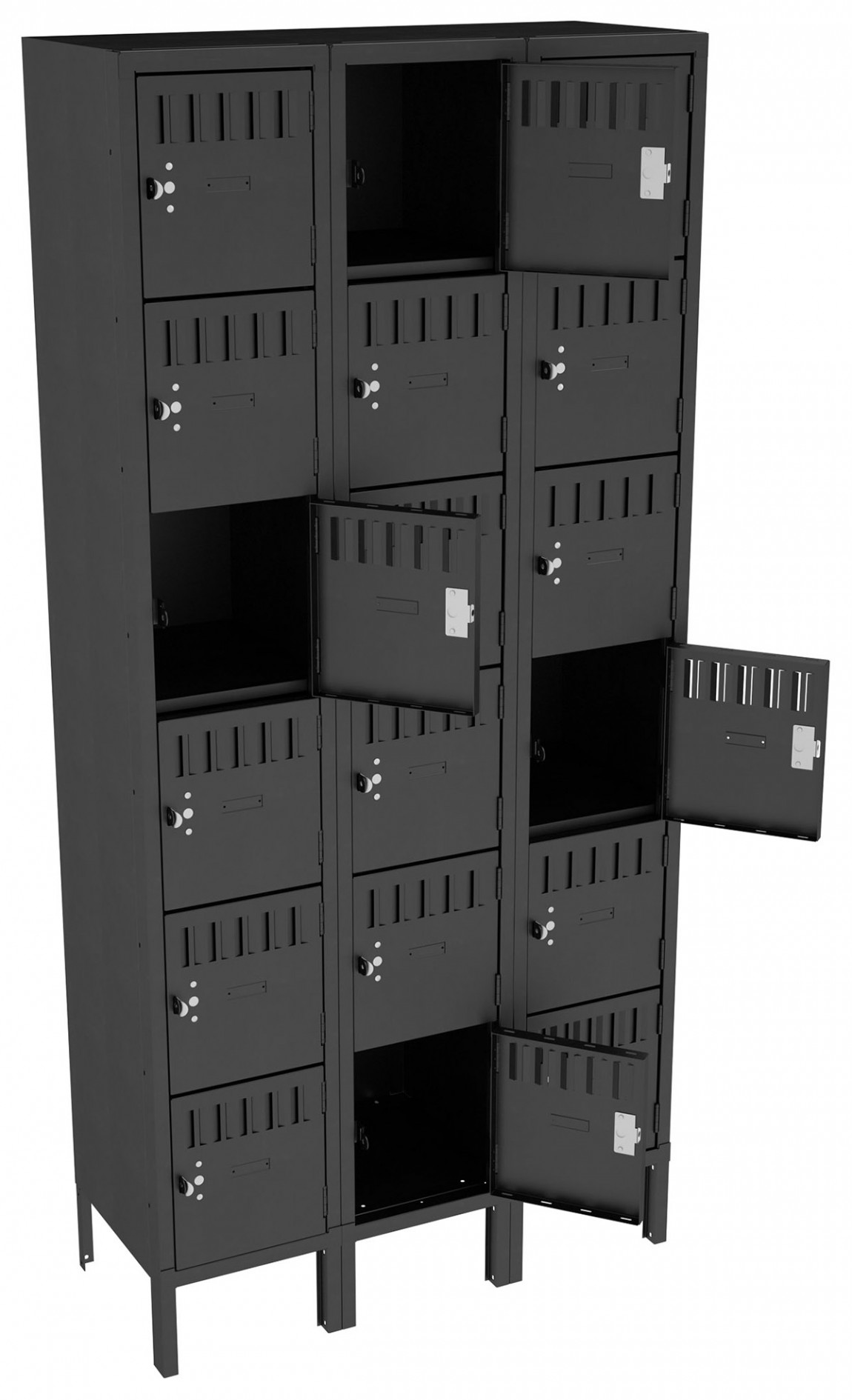 Black Eighteen Box Lockers with Legs | Standard by Tennsco