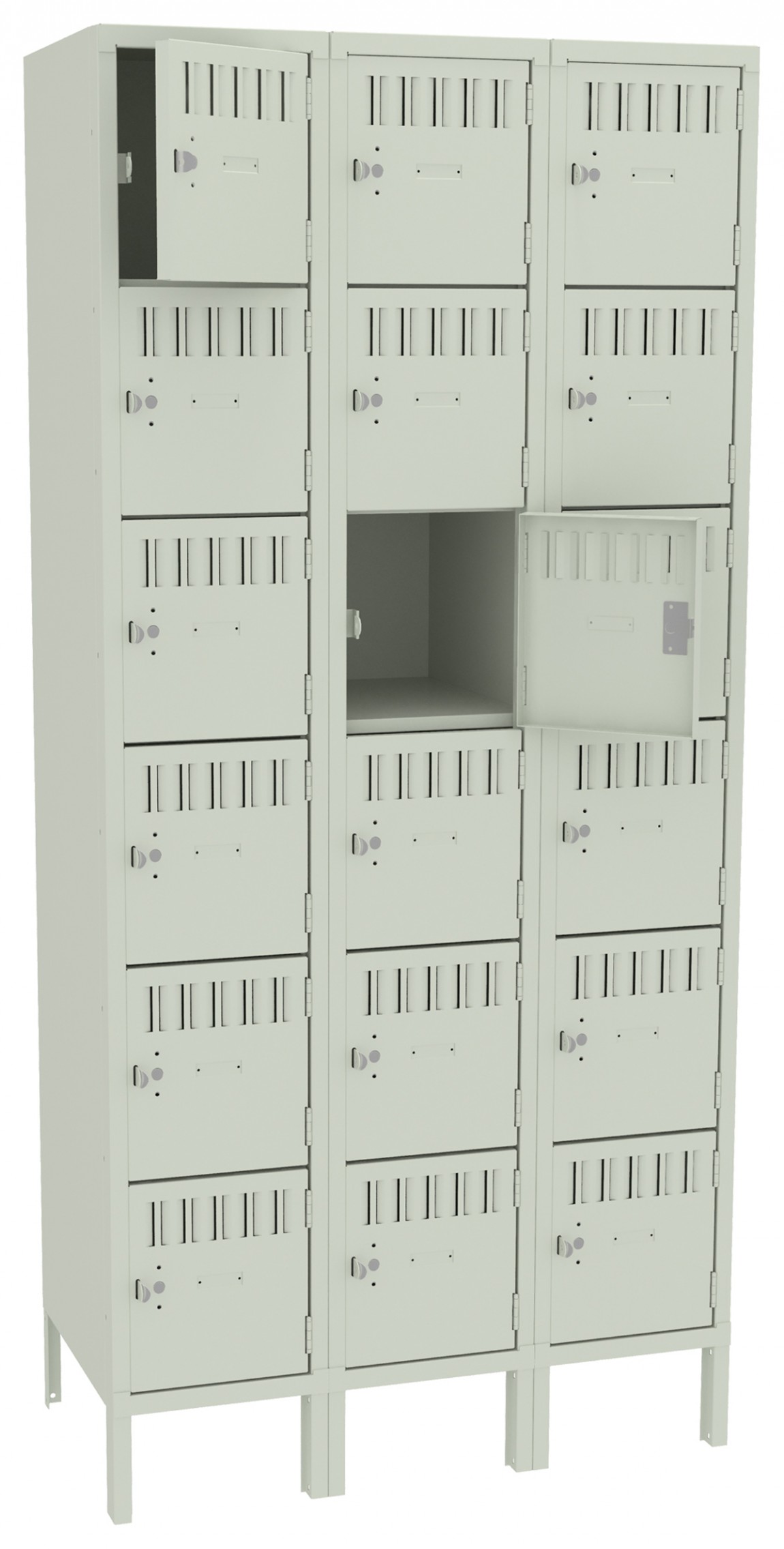 Light Grey Eighteen Box Lockers with Legs | Standard by Tennsco