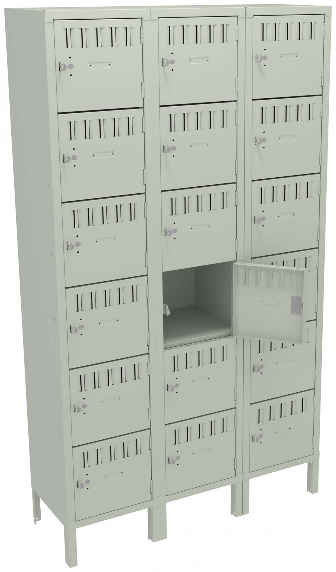 Light Grey Eighteen Large Box Lockers with Legs | Standard by Tennsco