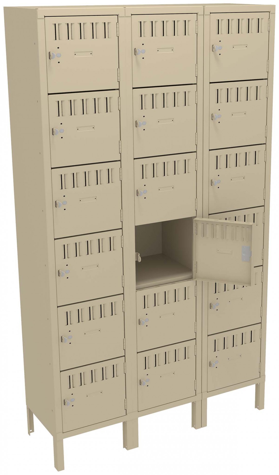 Sand Eighteen Large Box Lockers with Legs | Standard by Tennsco