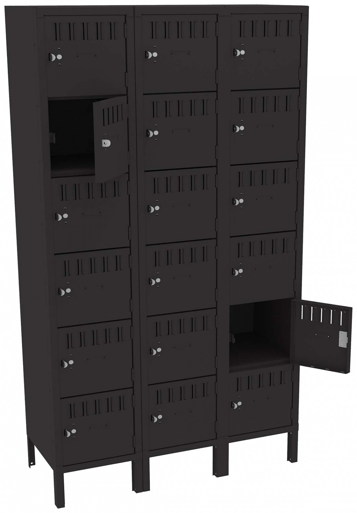 Black Eighteen Large Box Lockers with Legs | Standard by Tennsco