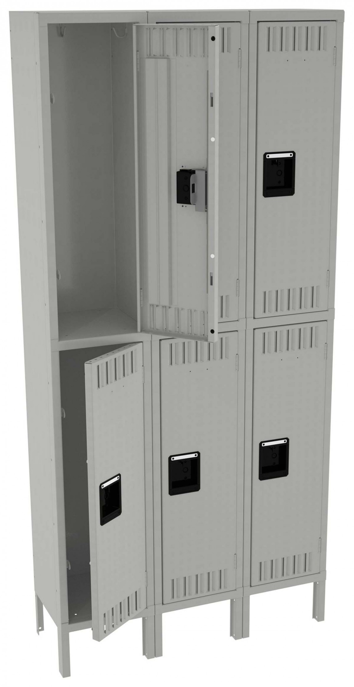 Light Grey Three Double-Tier Lockers with Legs | Standard by Tennsco