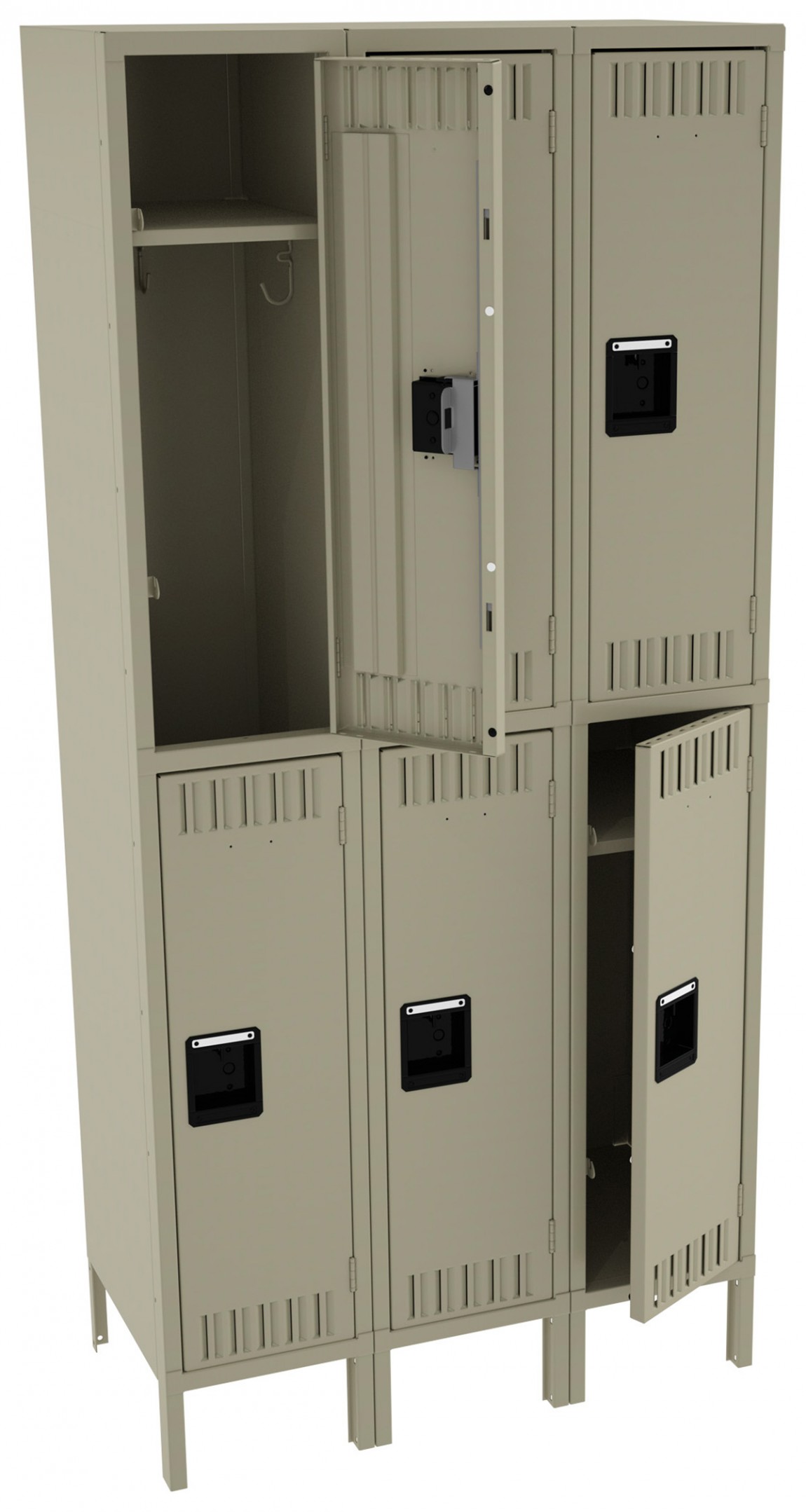 Sand Three Double-Tier Lockers with Legs | Standard by Tennsco