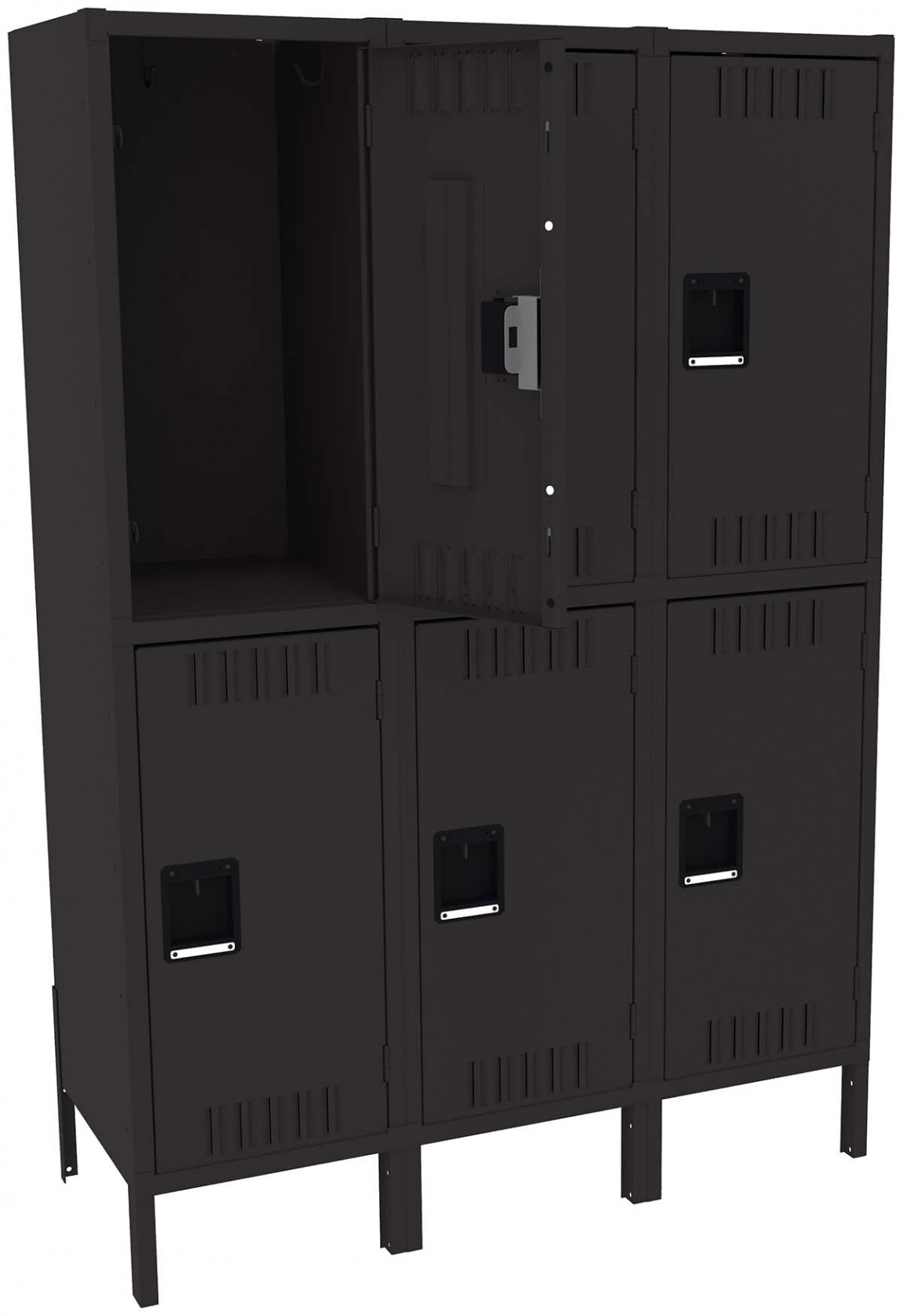 Black Three Double-Tier Lockers with Legs | Standard by Tennsco