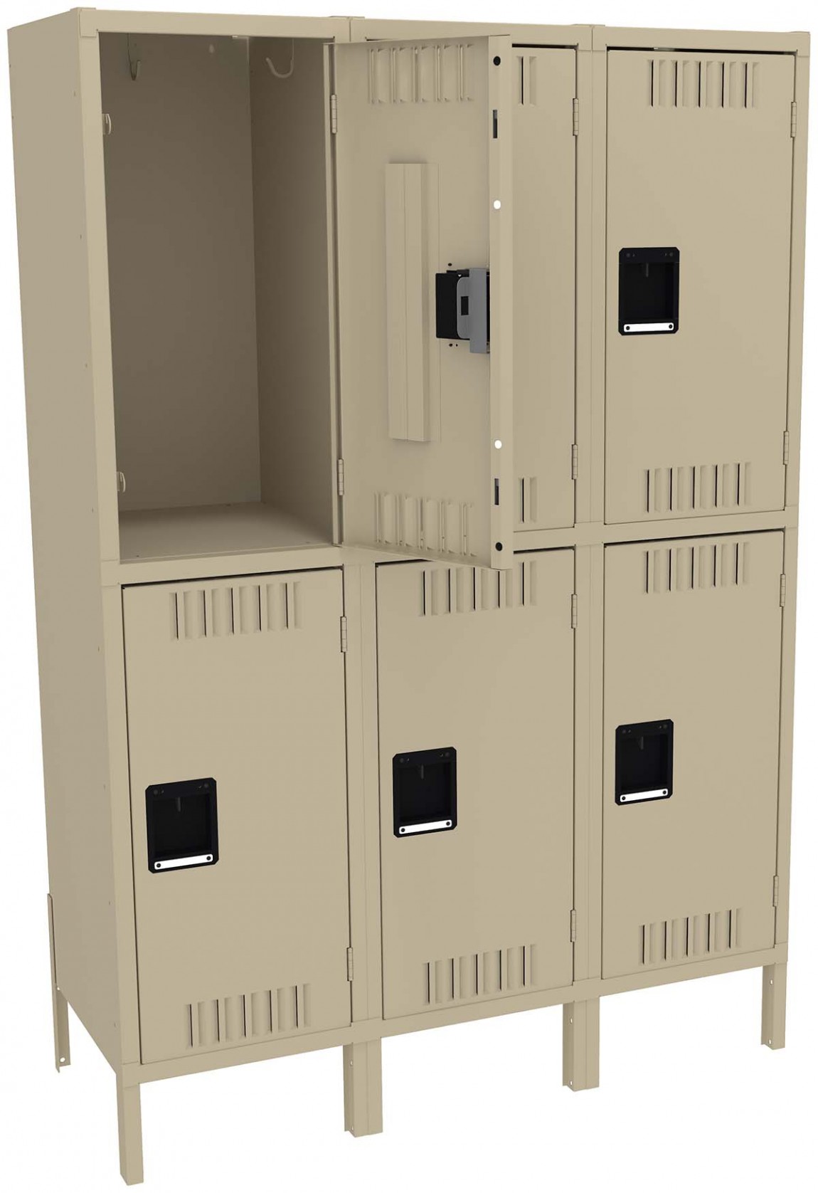 Sand Three Double-Tier Lockers with Legs | Standard by Tennsco