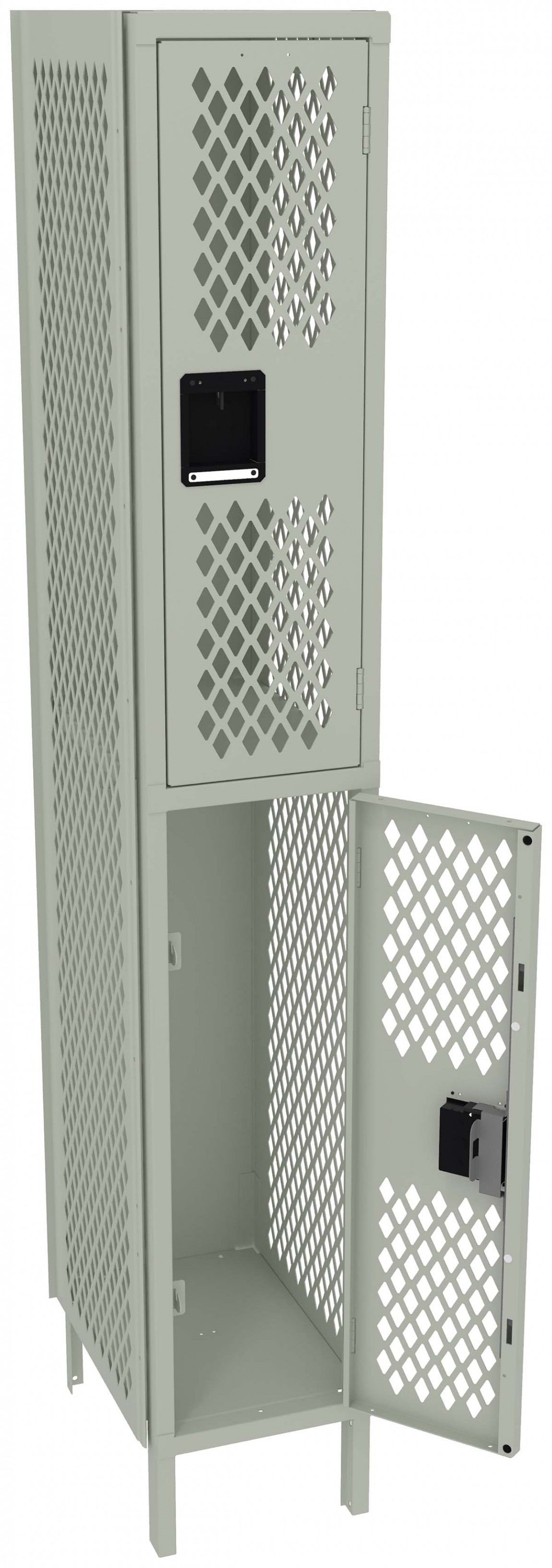 Light Grey Double-Tier Gym Locker with Legs | Ventilated by Tennsco