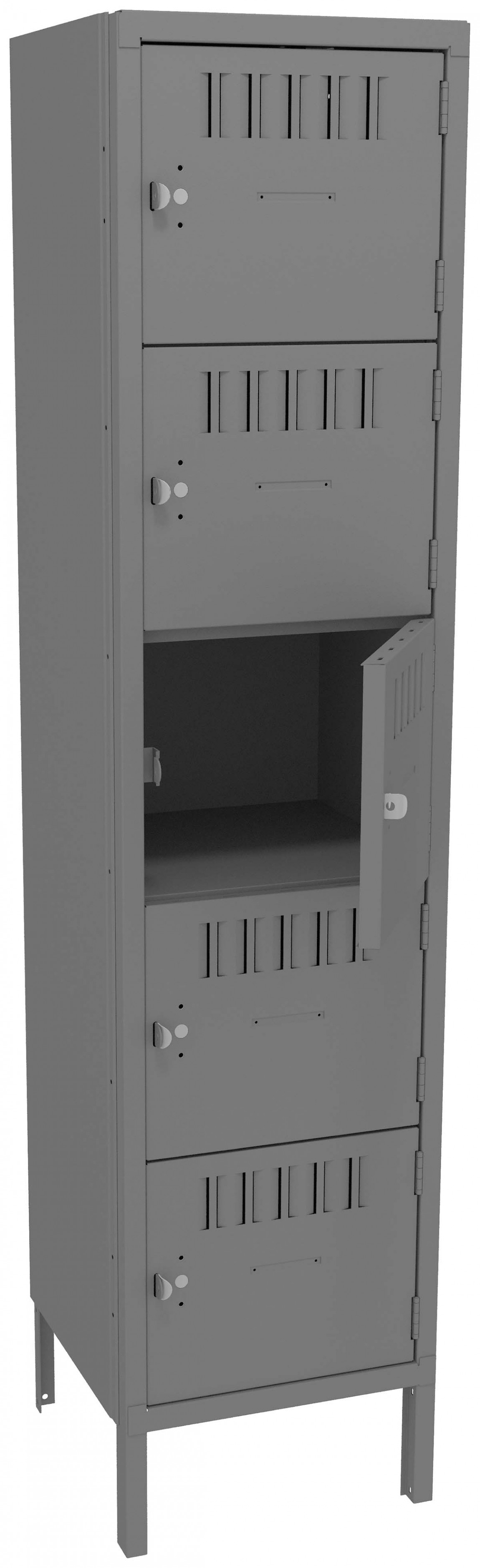 Medium Grey Five Box Lockers with Legs | Standard by Tennsco