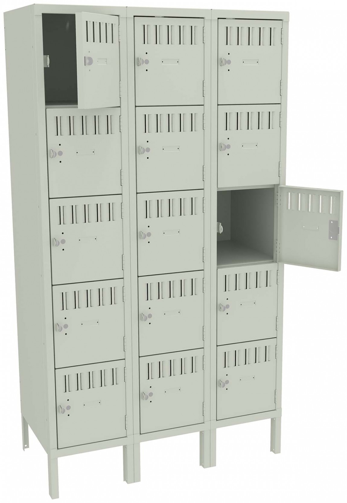 Light Grey Fifteen Box Lockers with Legs | Standard by Tennsco