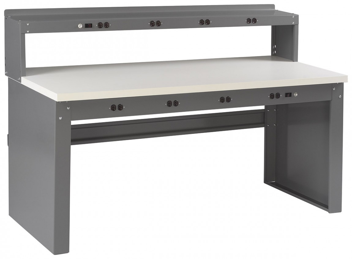 Laminate Electronic Workbench with Riser | Shop Equipment by Tennsco