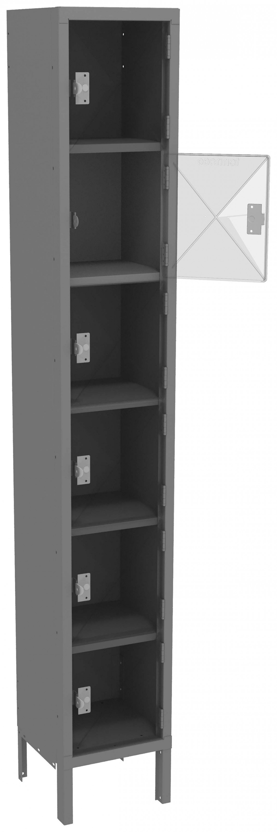 Medium Grey Six Clear Storage Lockers with Legs | C-Thru by Tennsco