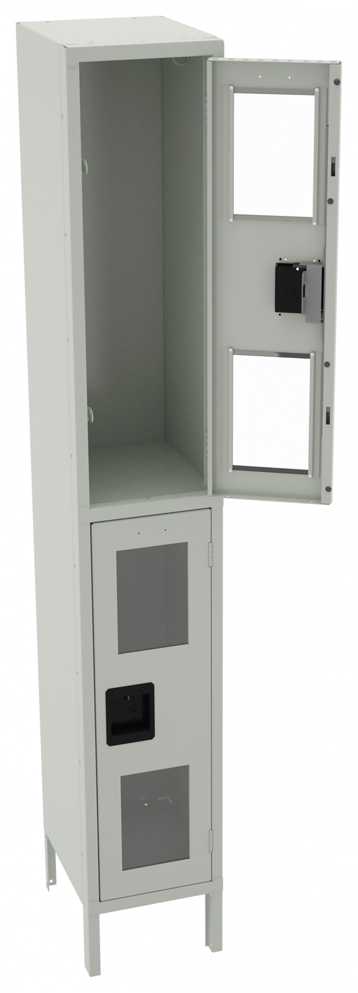 Light Grey Dual-Tier Clear Lockers with Legs | C-Thru by Tennsco