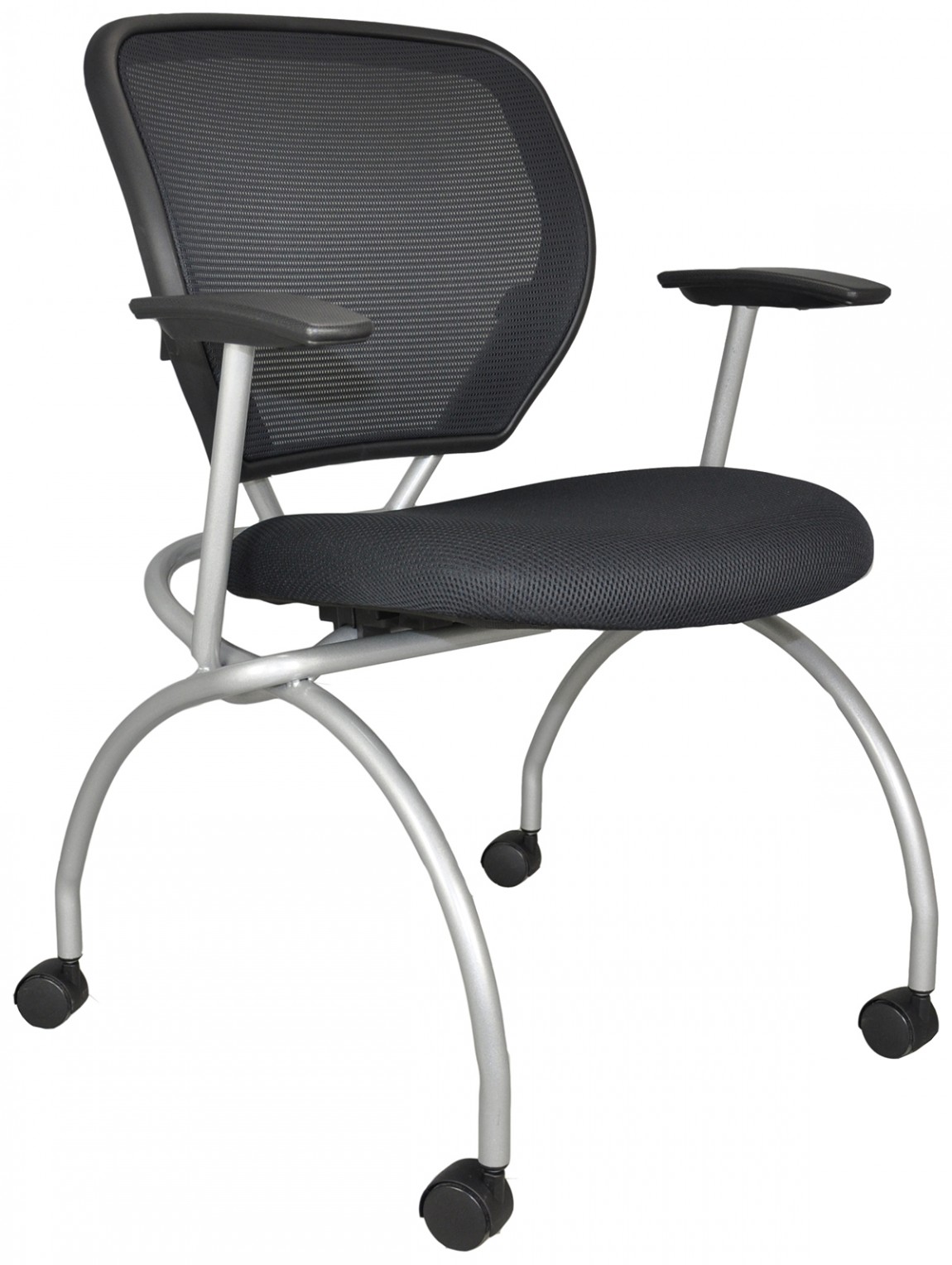 Black & Silver Folding Nesting Chair with Arms | Caboodle by Buzz Seating