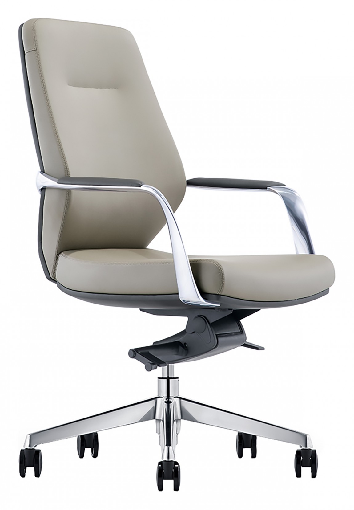 Gray Leather Midback Office Chair | LOD by Buzz Seating