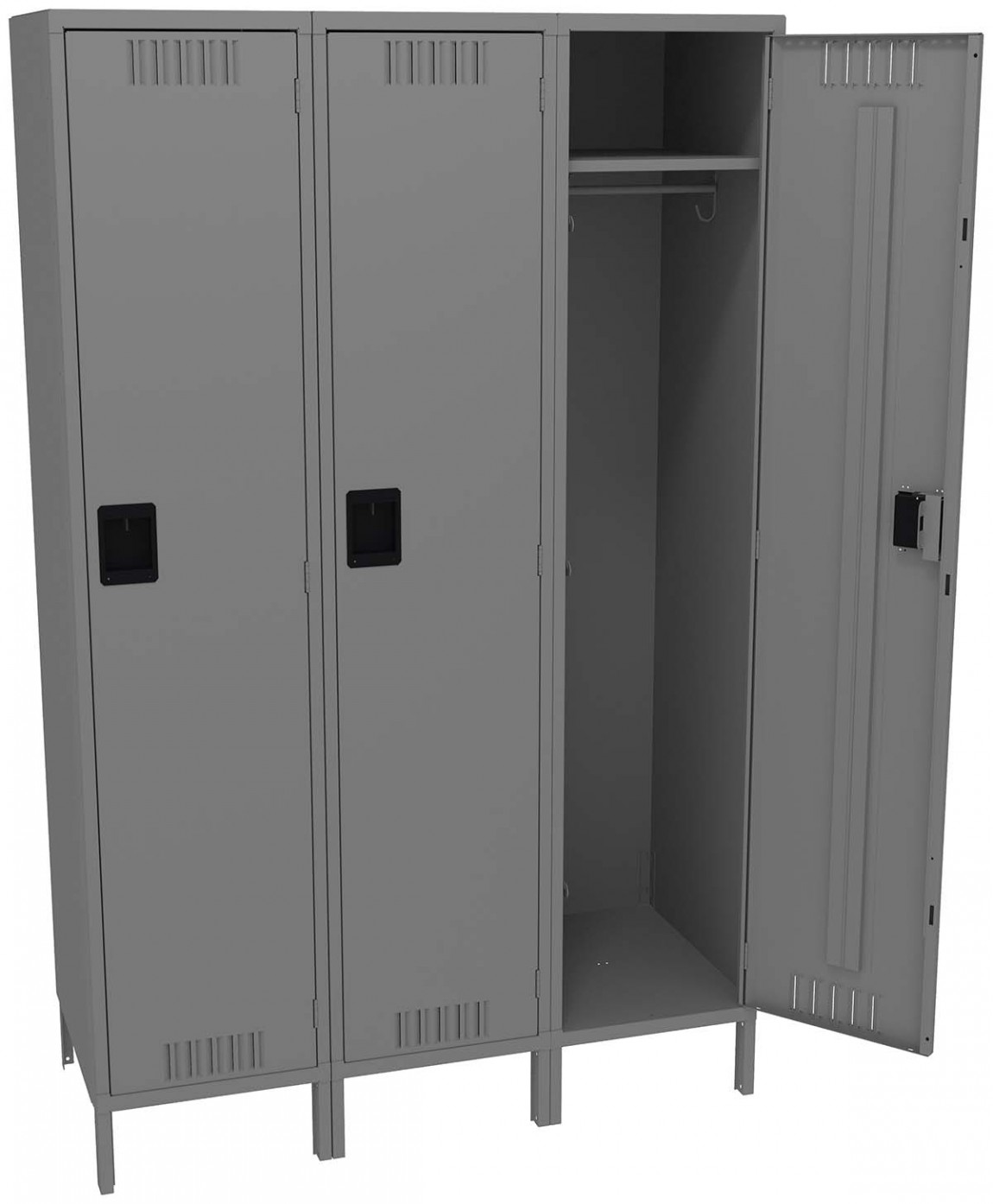 Medium Grey Large Triple Lockers with Legs | Standard by Tennsco