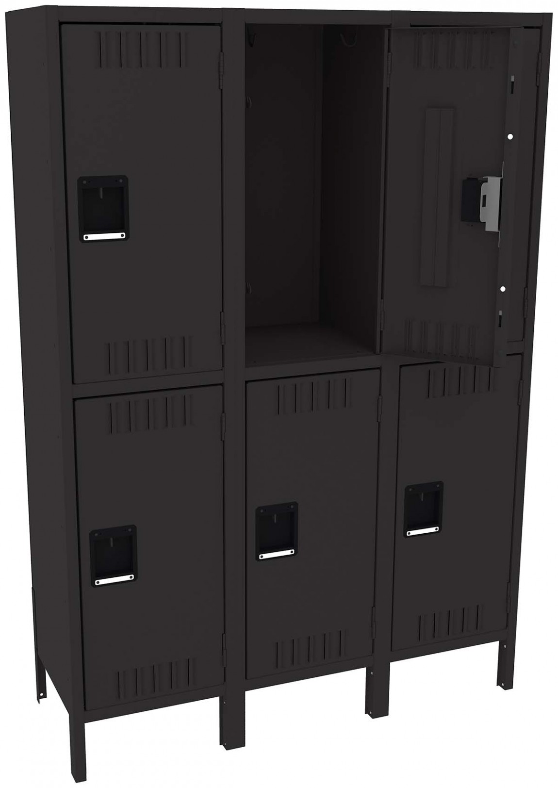 Black Three Double-Tier Lockers with Legs | Standard by Tennsco