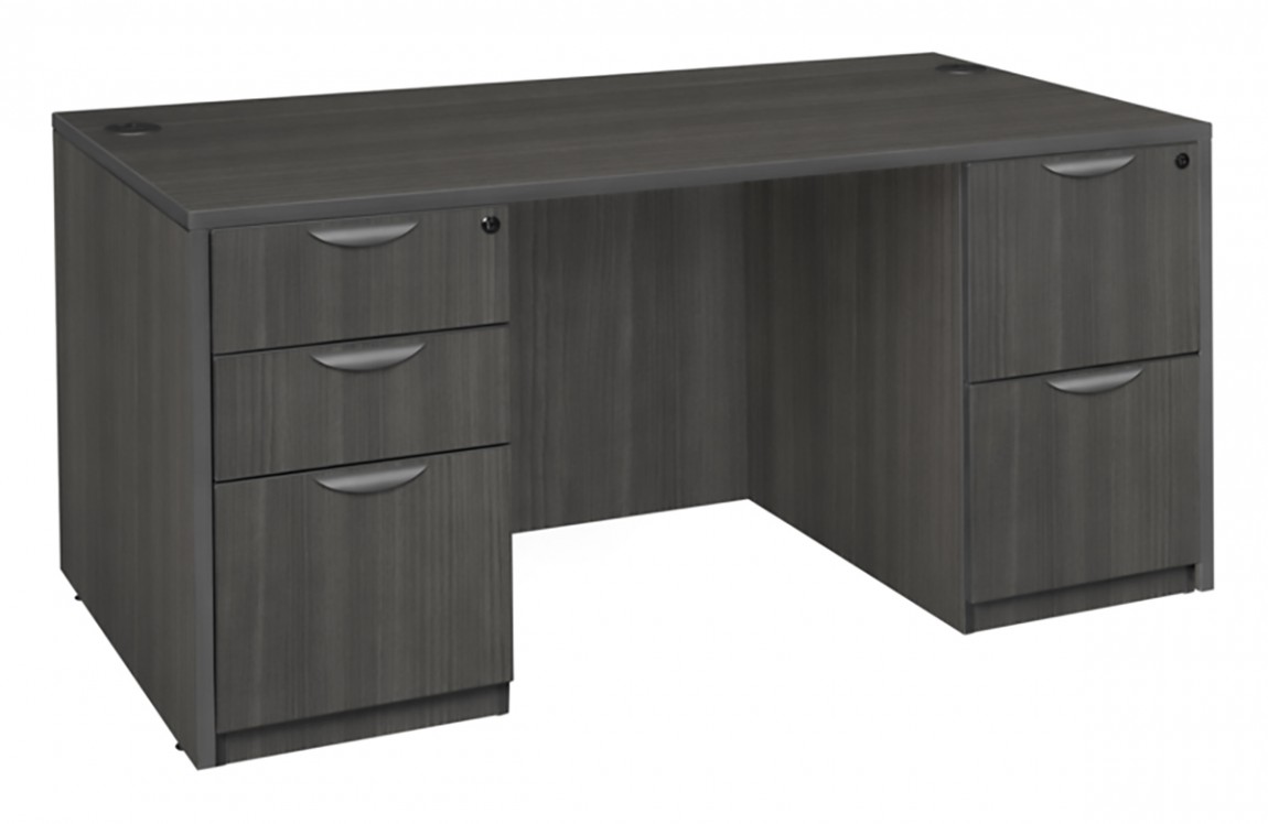 Ash Grey Desk with Locking Drawers | Legacy by Regency