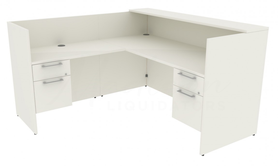 Snow L Shaped Reception Desk with Drawers | Concept 400E by Groupe Lacasse