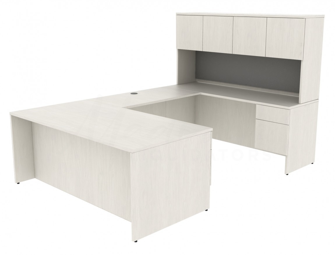 Salta U Shaped Desk with Hutch and Drawers | Concept 400E by Groupe Lacasse