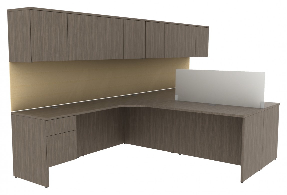 Fossil Two Person Desk with Storage | Concept 400E by Groupe Lacasse