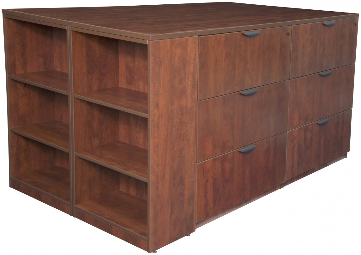Cherry Lateral File Quad with Bookcase | Legacy by Regency