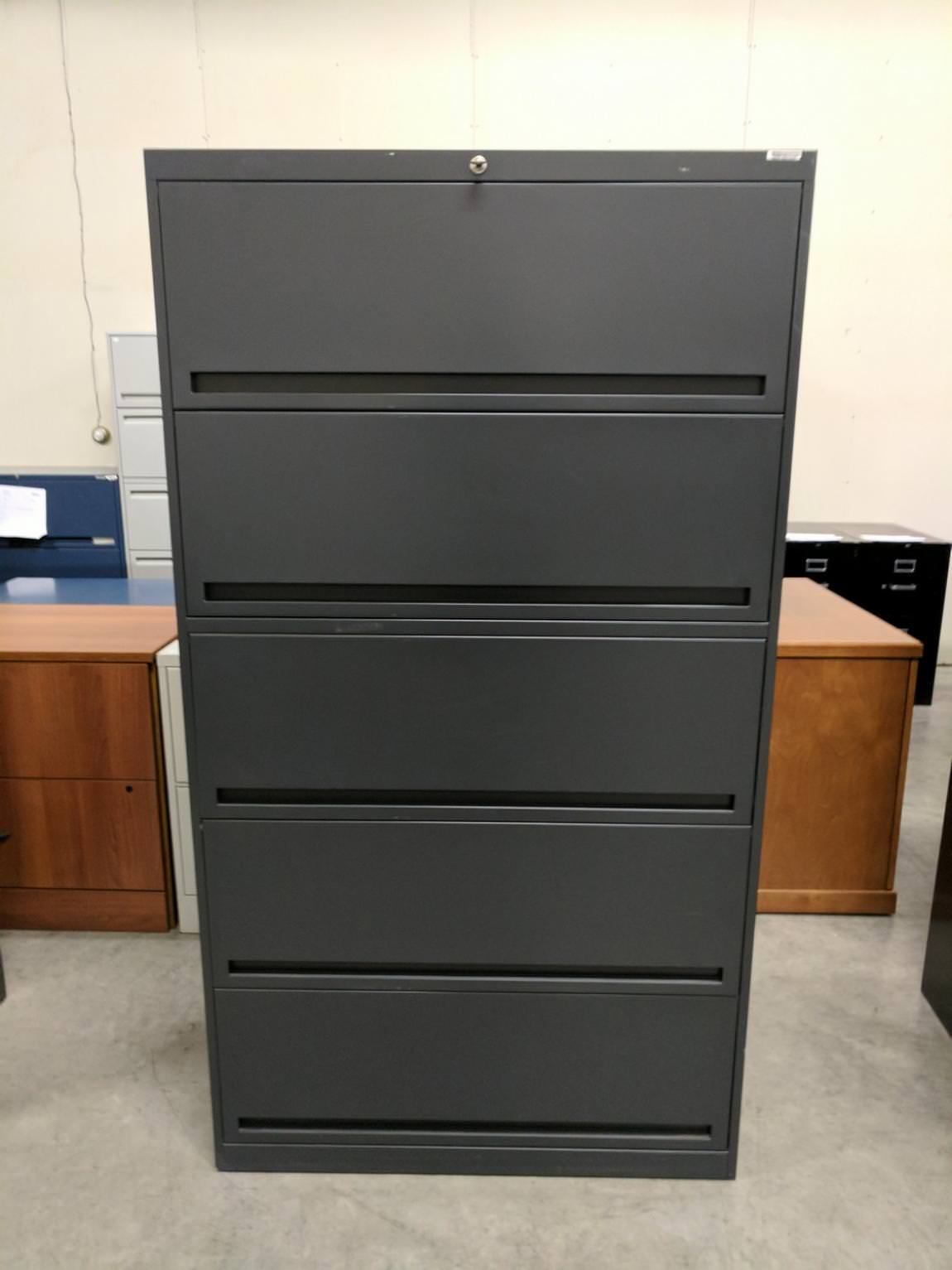 Gray Charcoal 5 Drawer Lateral Charting File Cabinet â€“ 36 Inch Wide