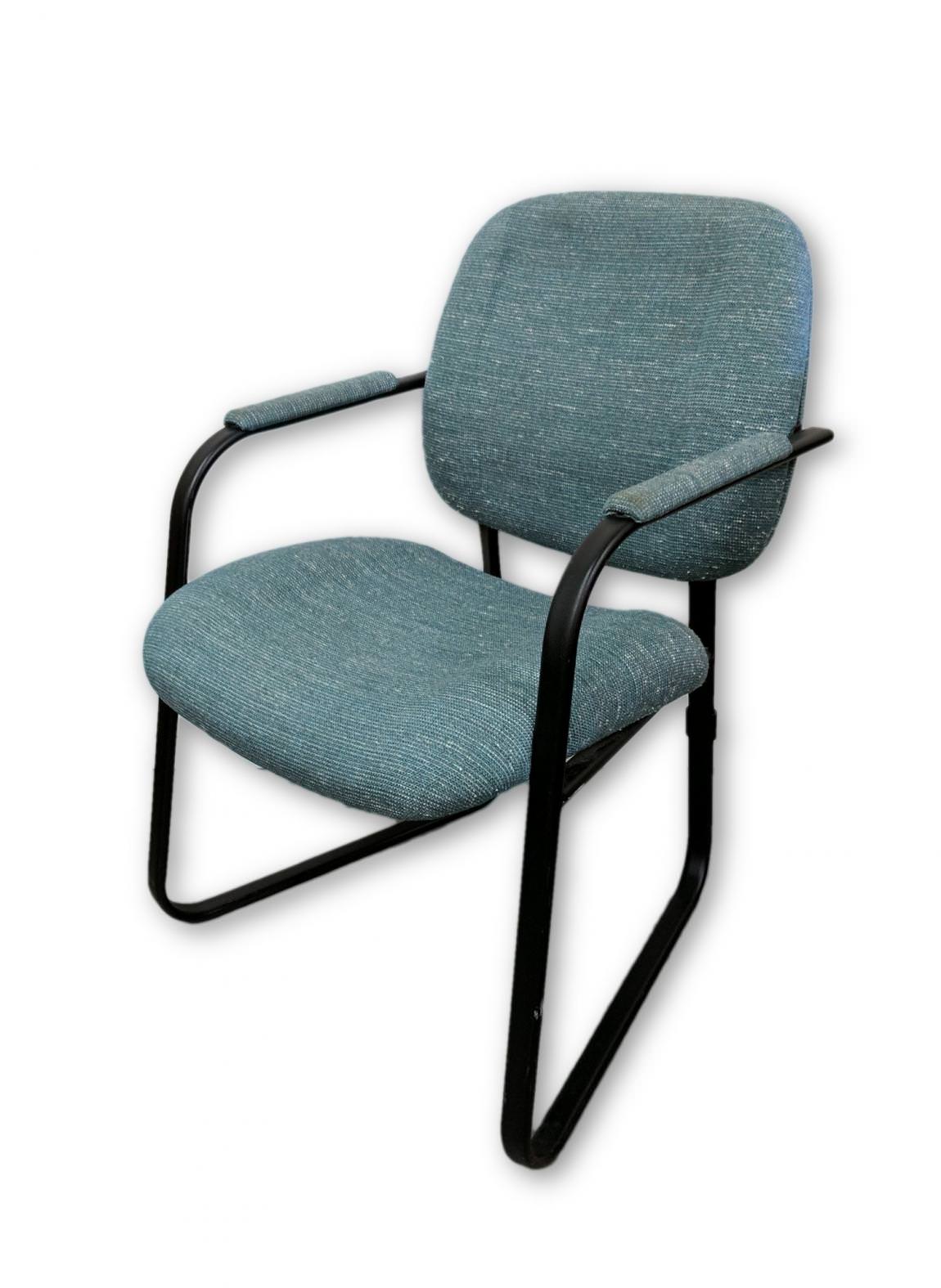 Cadet Blue Guest Chair with Black Steel Frame