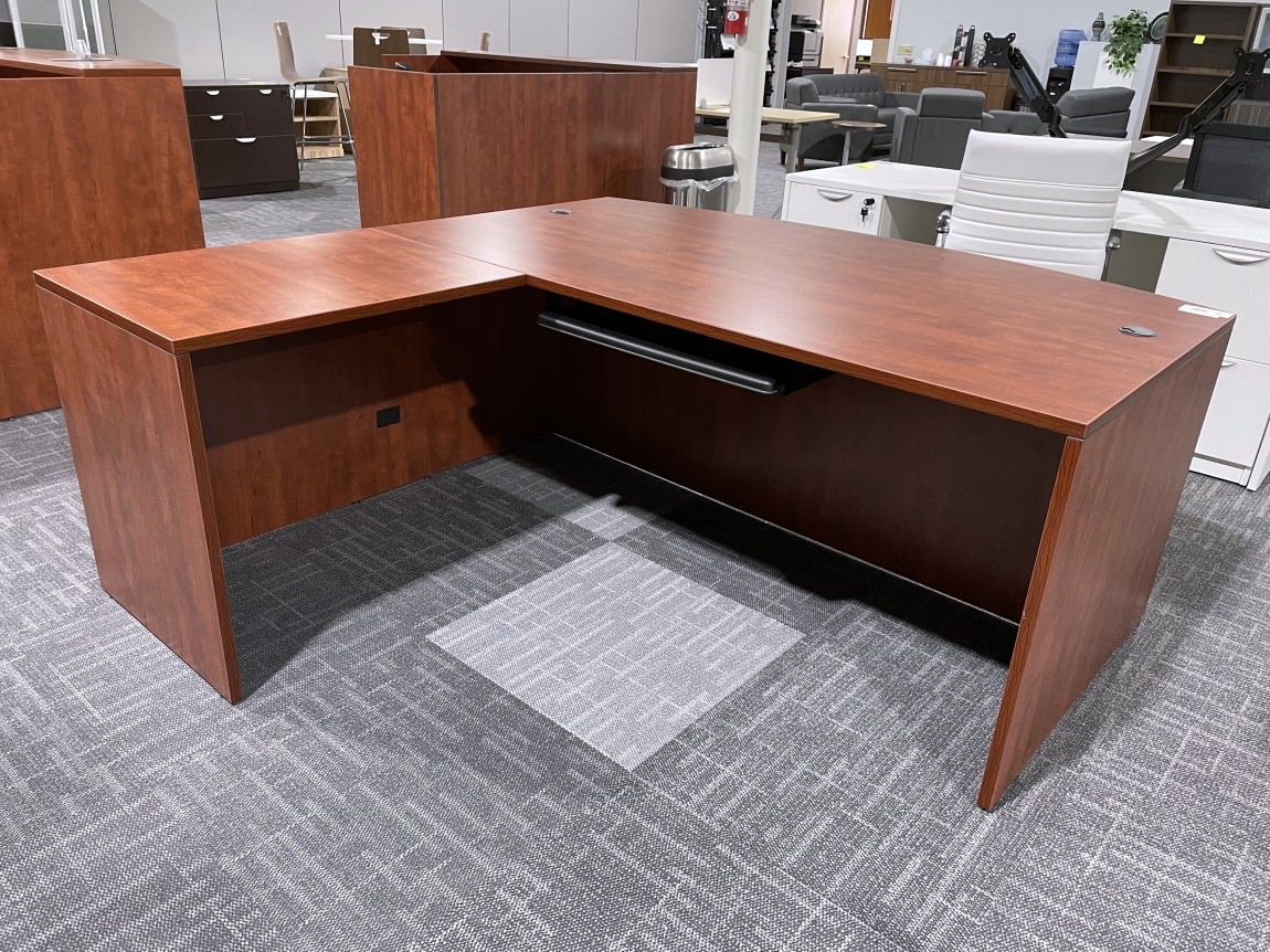 Bow Front L Shape Desk with Keyboard Tray | PL Laminate by Harmony ...