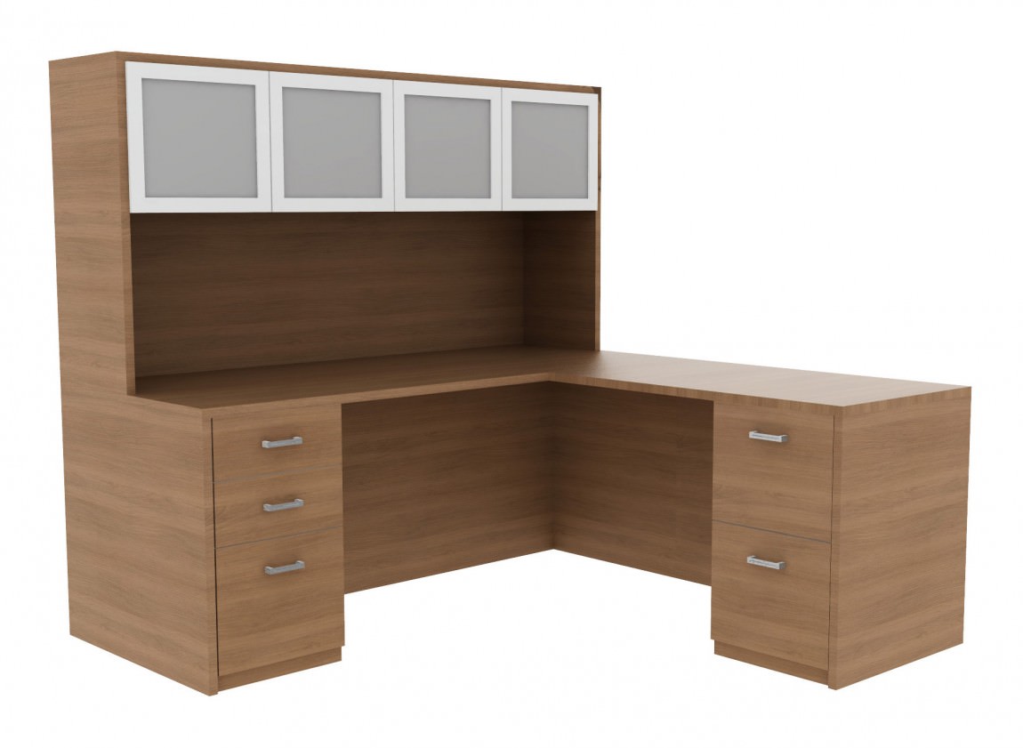 Park Walnut L-Shaped Desk with Hutch | Amber by Cherryman