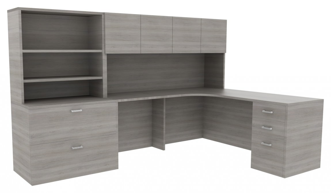 Park Walnut L Shape Desk with Storage | Amber by Cherryman