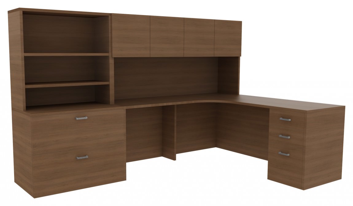 Sienna Mahogany L Shape Desk with Storage | Amber by Cherryman