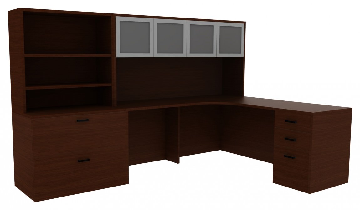 L Shaped Computer Desk with Hutch