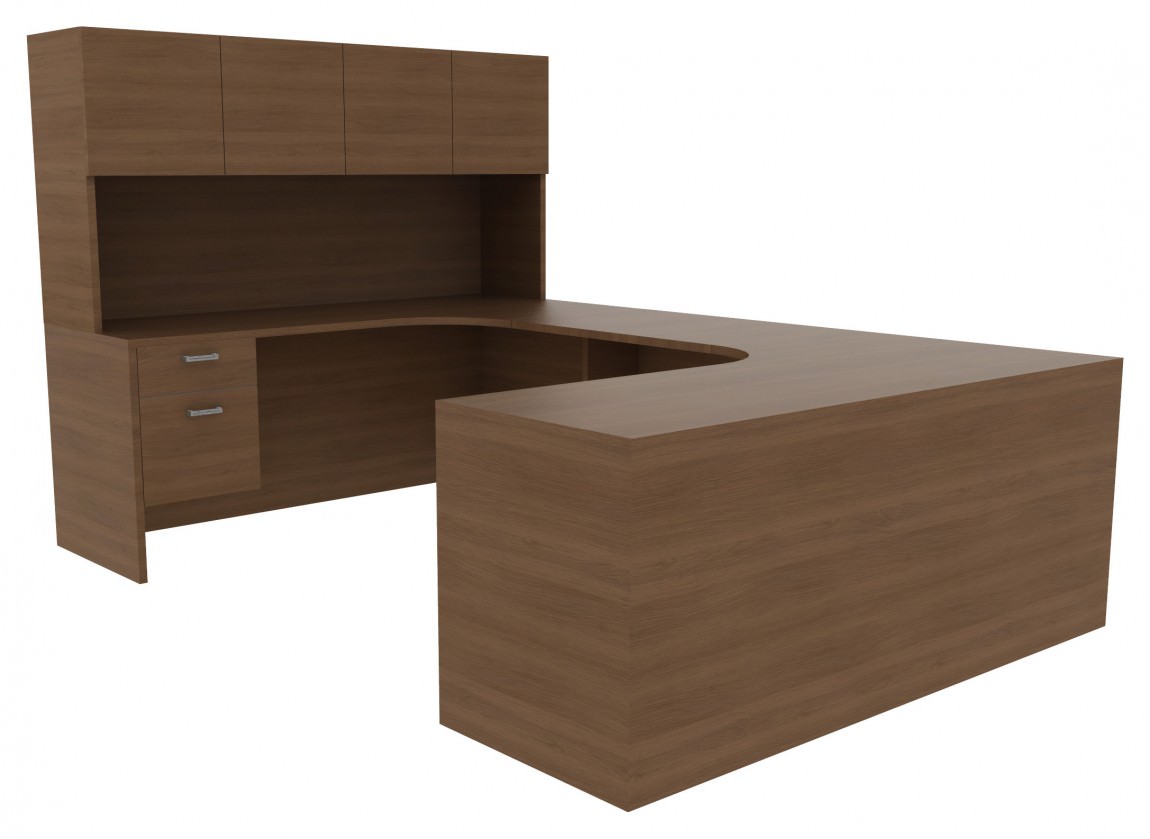 Park Walnut U-Shaped Desk | Amber by Cherryman