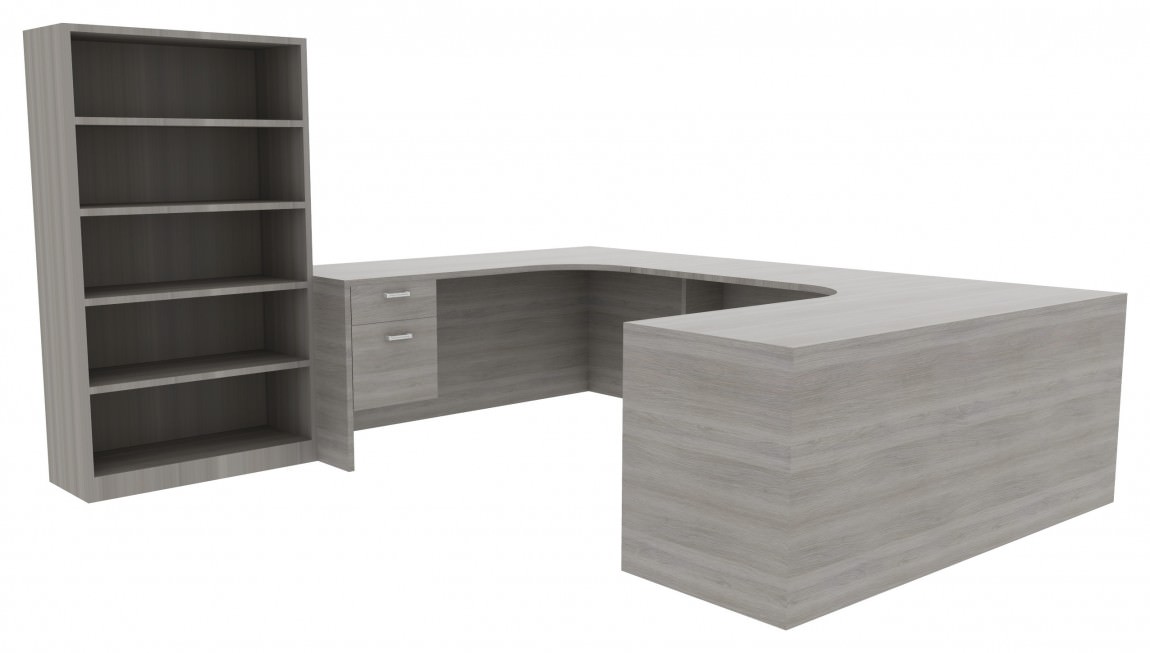 Valley Gray Bookcase Desk Combo | Amber by Cherryman