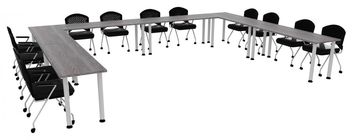 Newport Gray U Shaped Training Table Set - Round Legs | PL Laminate by ...