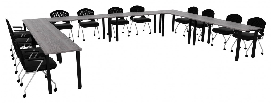 Newport Gray U Shaped Training Table Set - Square Legs | PL Laminate by ...