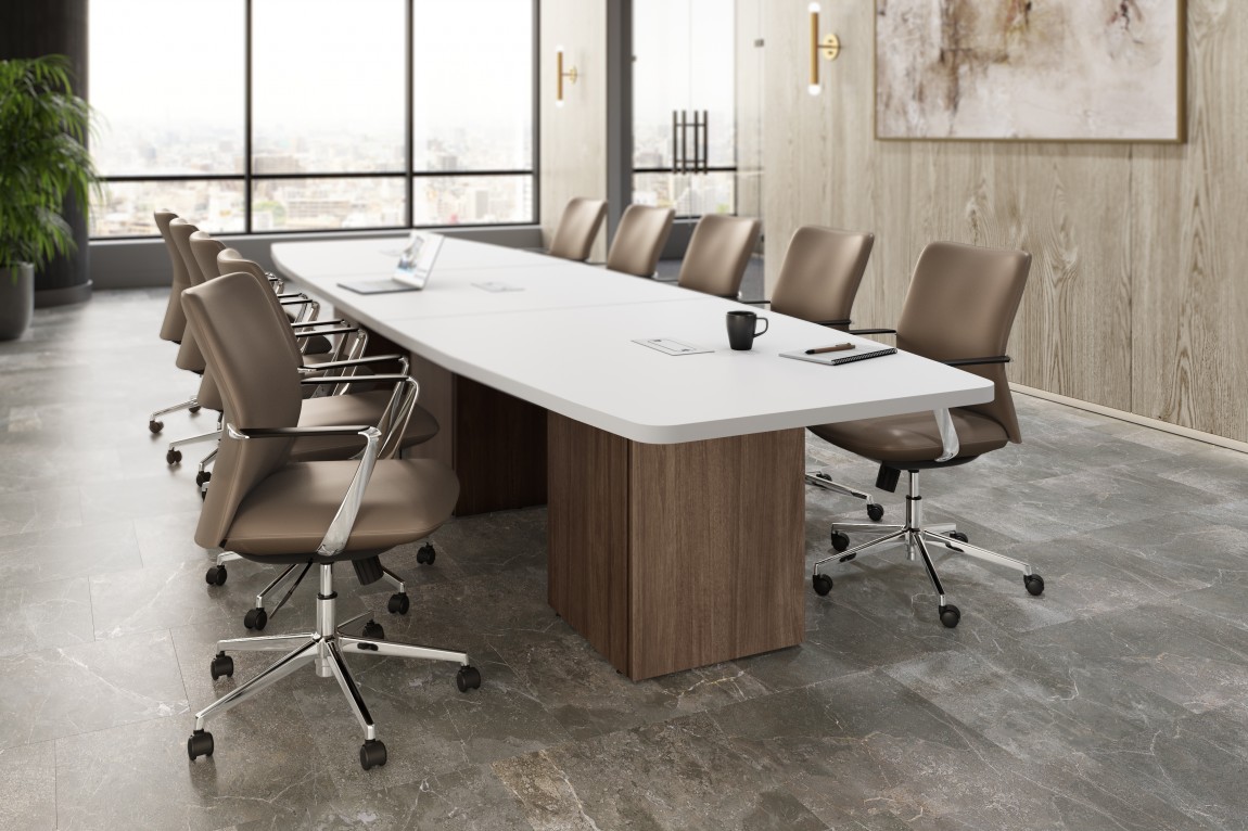 Boat Shaped Conference Table with Cube Base | PL Laminate by ...