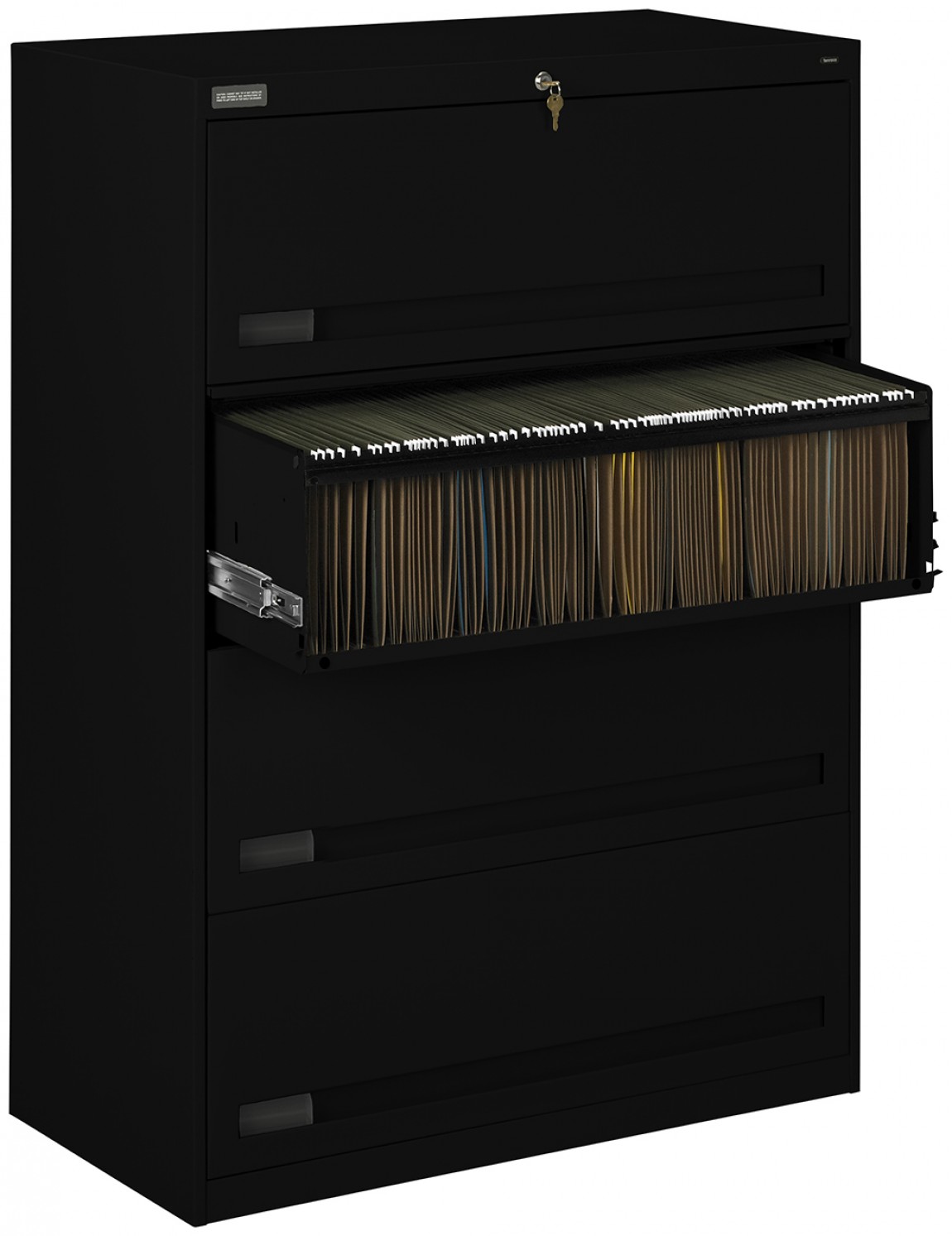 Black 4 Drawer Lateral File Cabinet with Retractable Drawers | Standard ...
