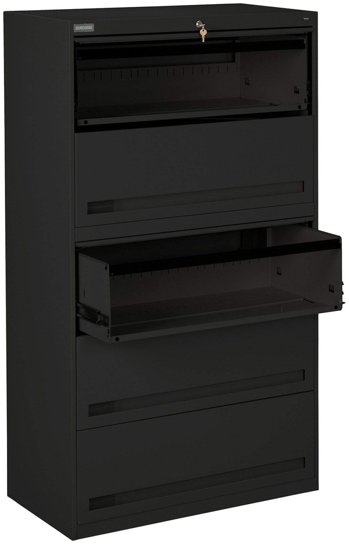 Black 5 Drawer Lateral File Cabinet with Retractable Drawers | Standard ...