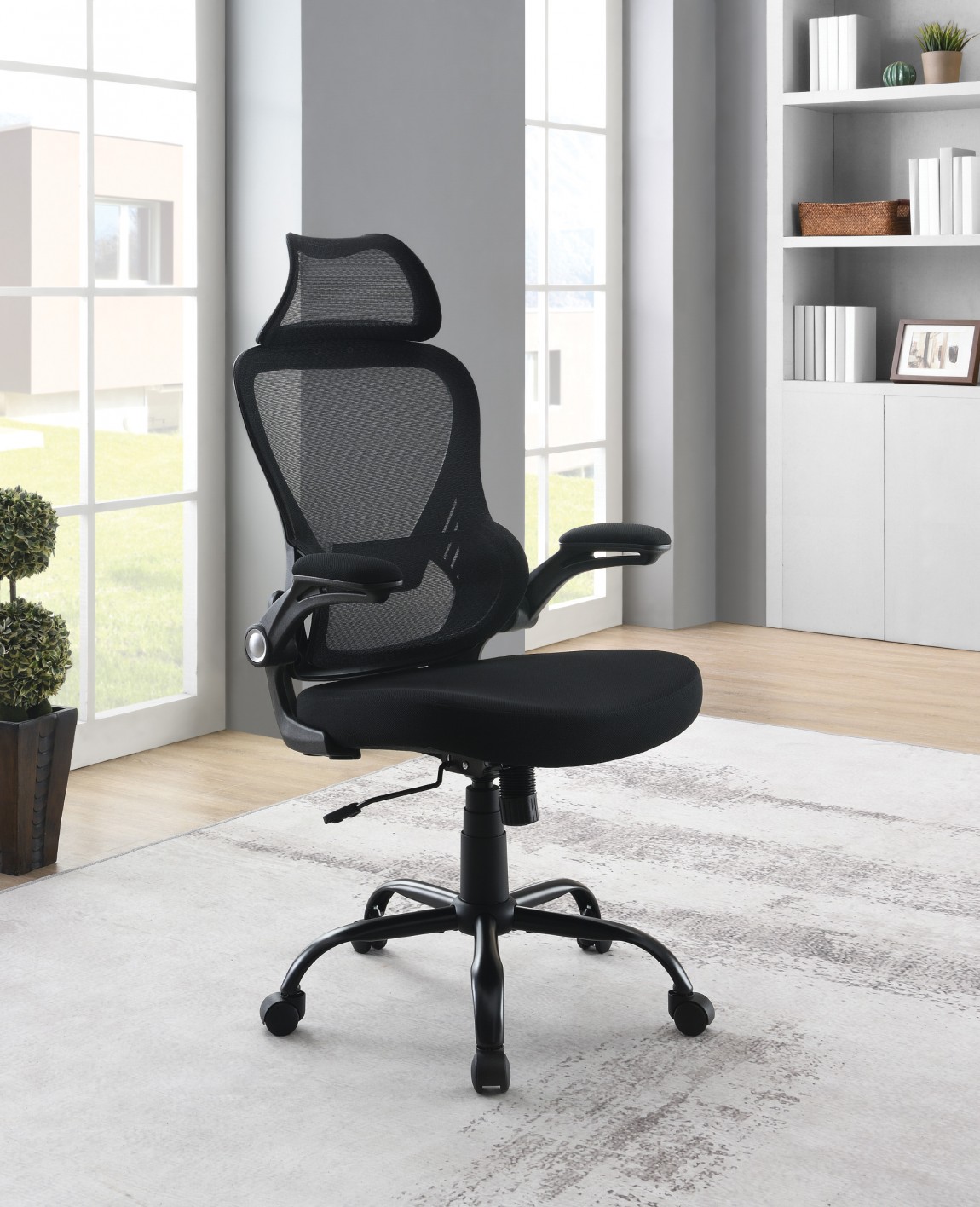 Black Mesh Back Chair with Headrest | Work Smart by Office Star Products