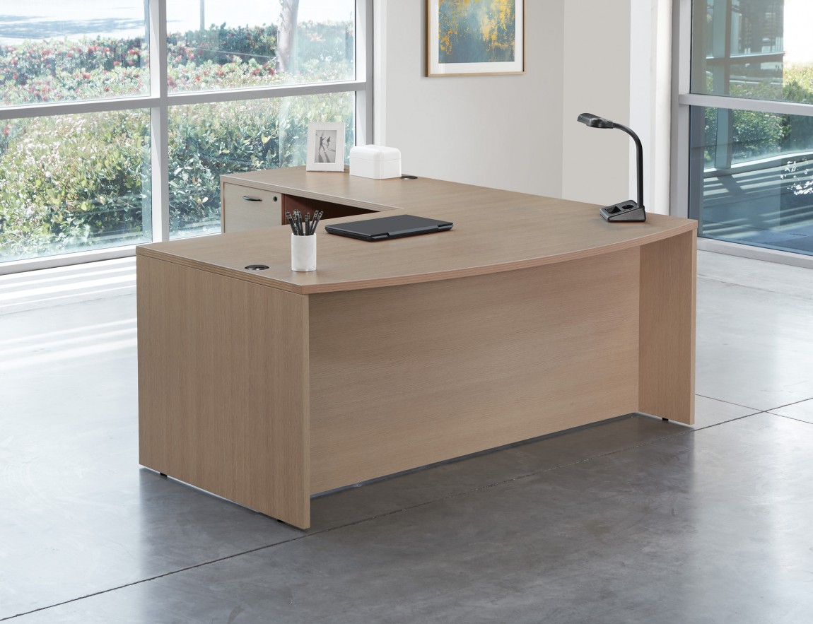 Natty Ash Bow Front L Shaped Desk | Napa by Office Star Products